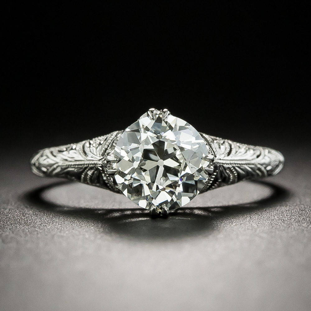 Art Deco 1.32 Carat Diamond Filigree Solitaire Ring - GIA I VS1