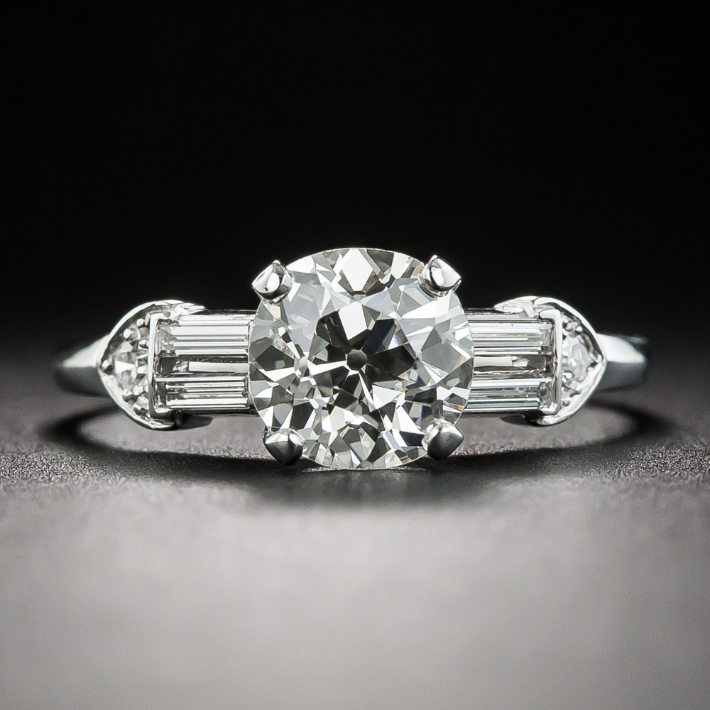 Art Deco 1.36 Carat Diamond Platinum Engagement Ring - GIA J VS1