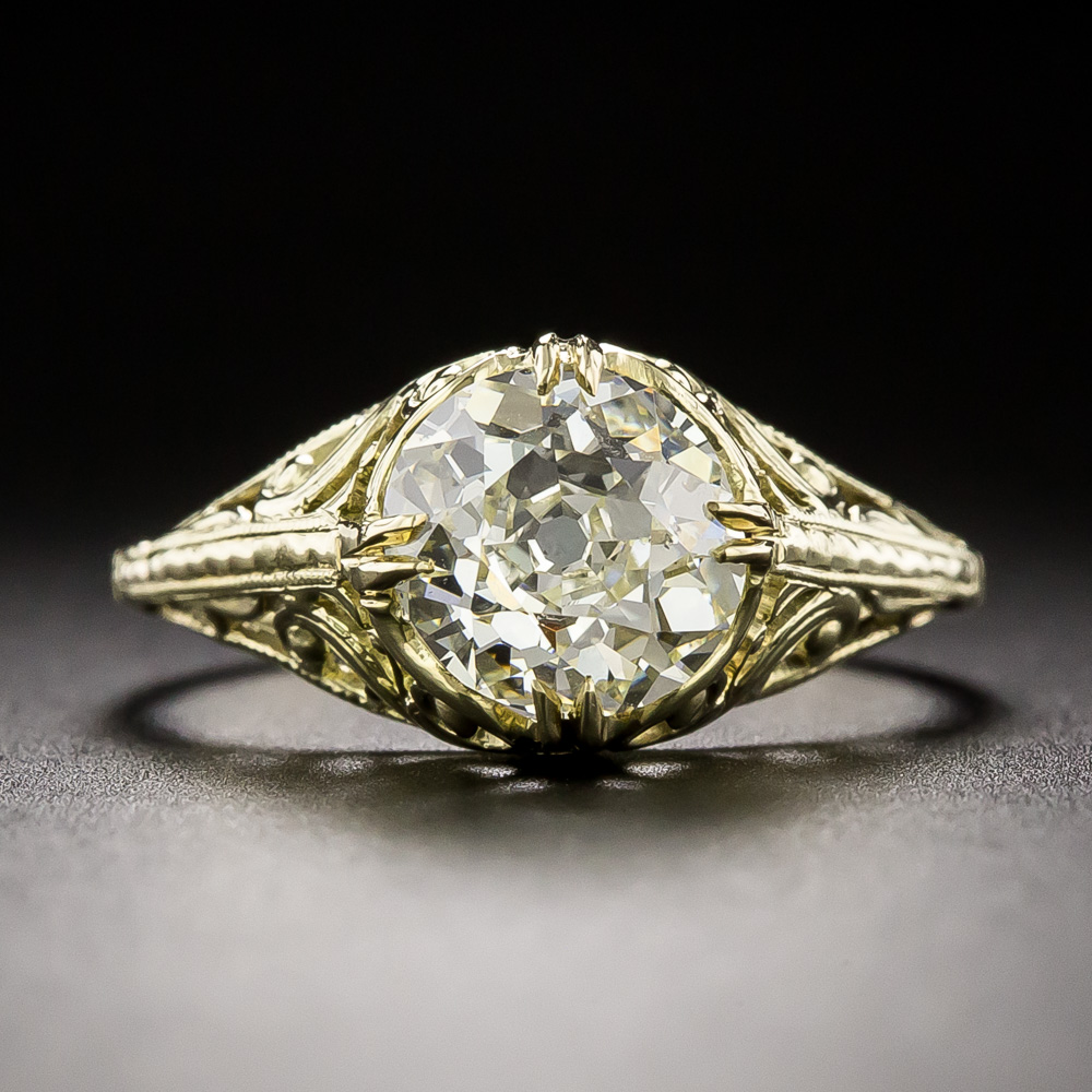 Art Deco 1.71 Carat Diamond Solitaire Engagement Ring - GIA L SI1