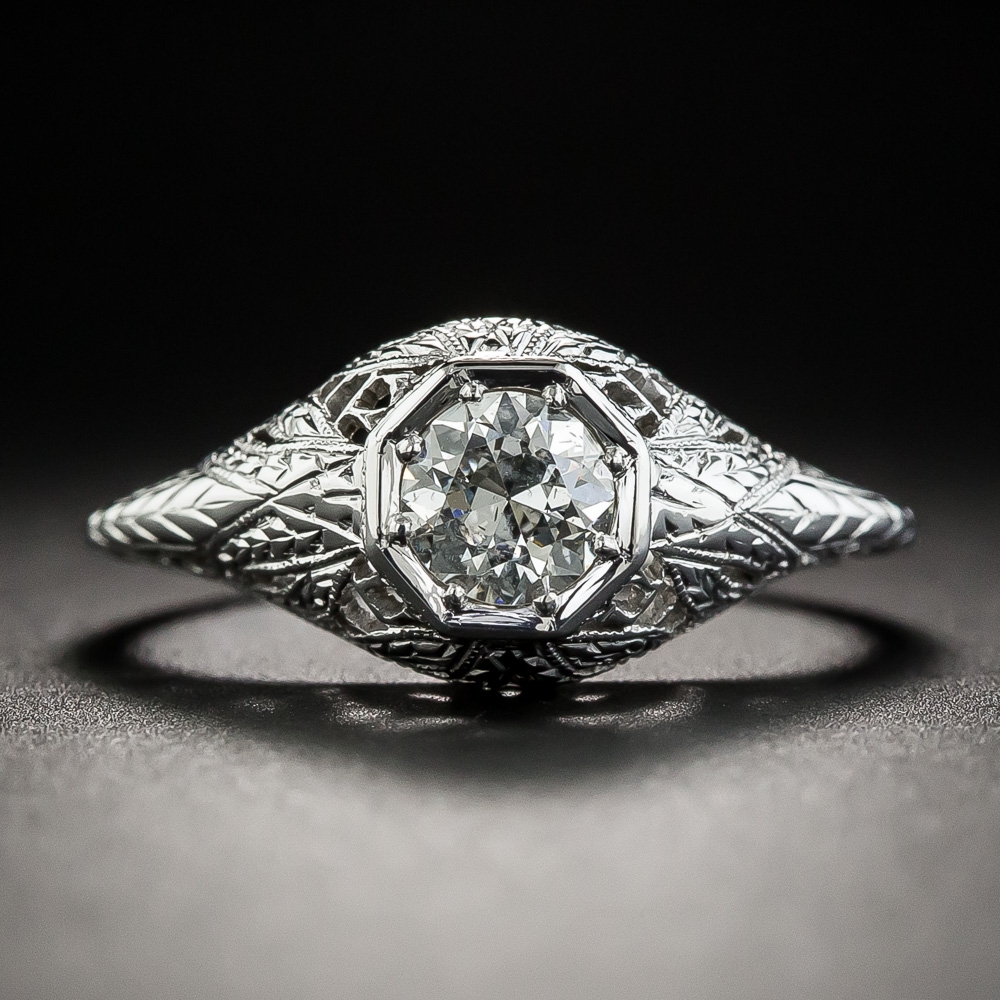 Art Deco .44 Carat Diamond Solitaire by Bennett & Sawyer