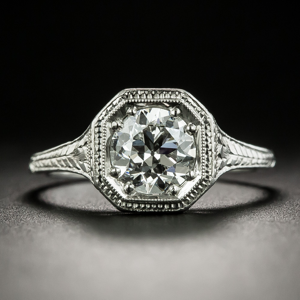 Art Deco .90 Carat Diamond Engagement Ring