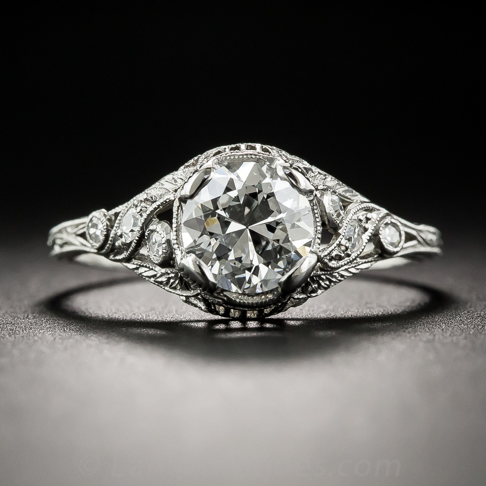 Art Deco .90 Carat Diamond Engagement Ring - GIA G SI1
