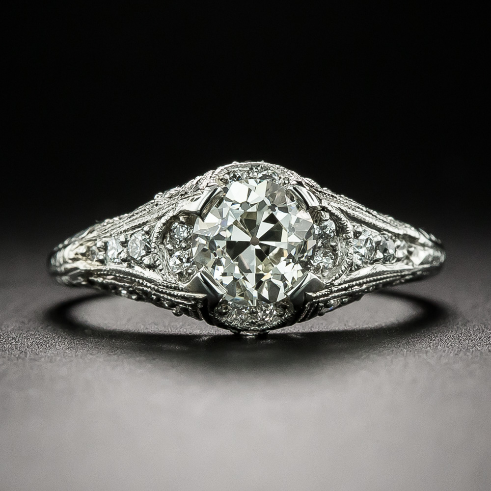 Art Deco .90 Carat Diamond Engagement Ring - GIA K VS1