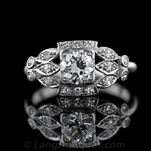 Art Deco .90 Carat Diamond Engagement Ring