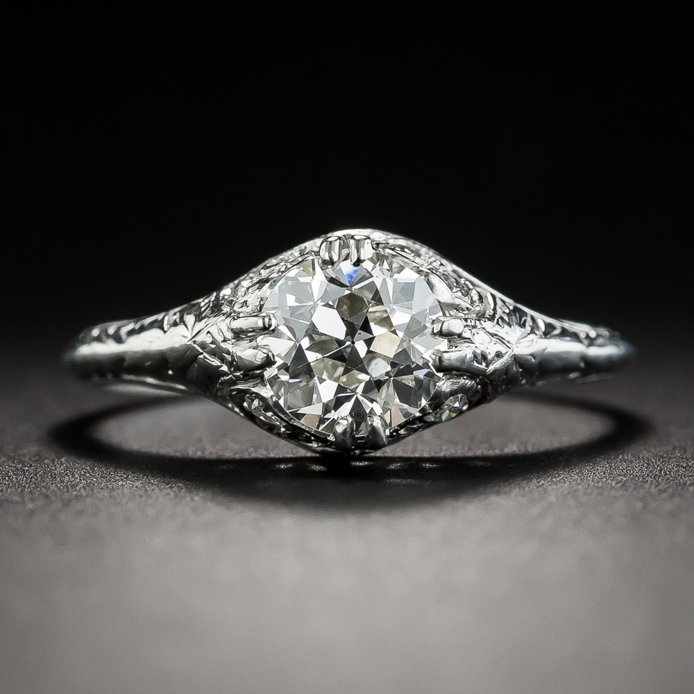 Art Deco .90 Carat Diamond Platinum Engagement Ring - GIA I VS2
