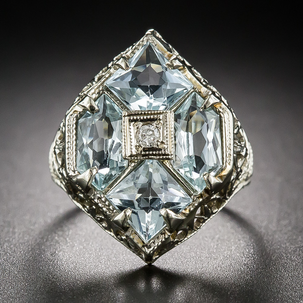 Art Deco Aquamarine Ring