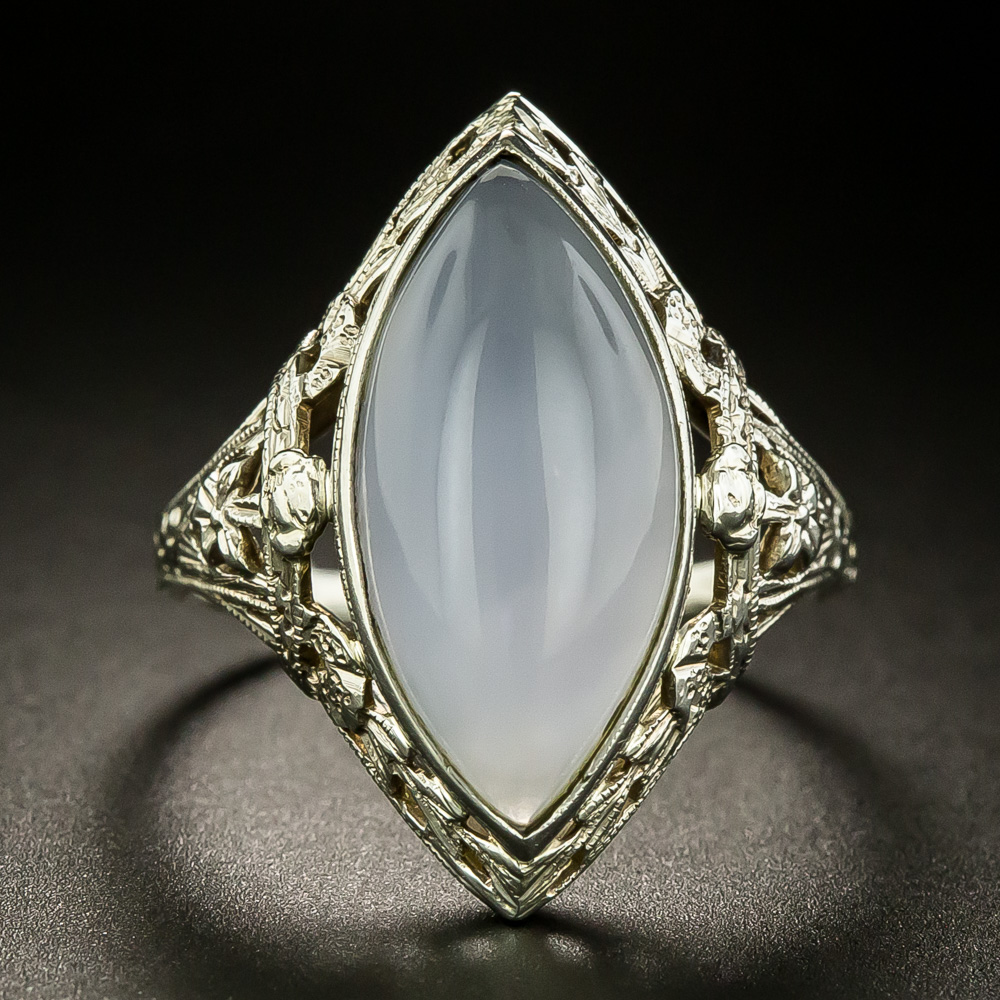 Art Deco Blue Chalcedony Ring