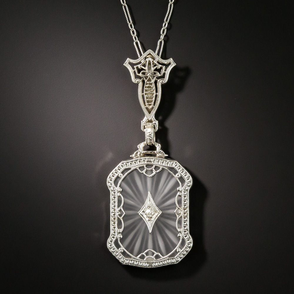 Art Deco Diamond and Crystal Quartz Pendant