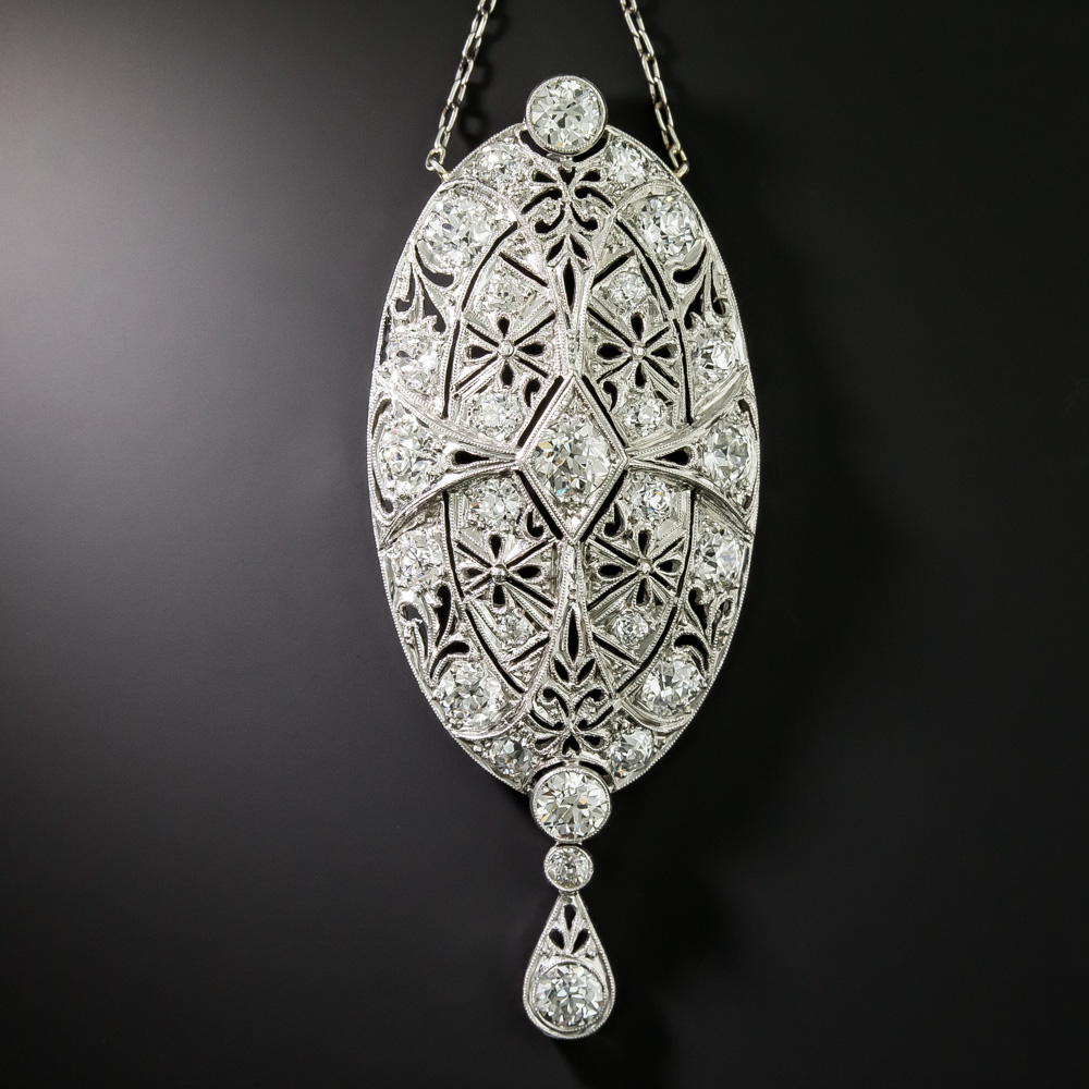 Art Deco Diamond Lavaliere Necklace