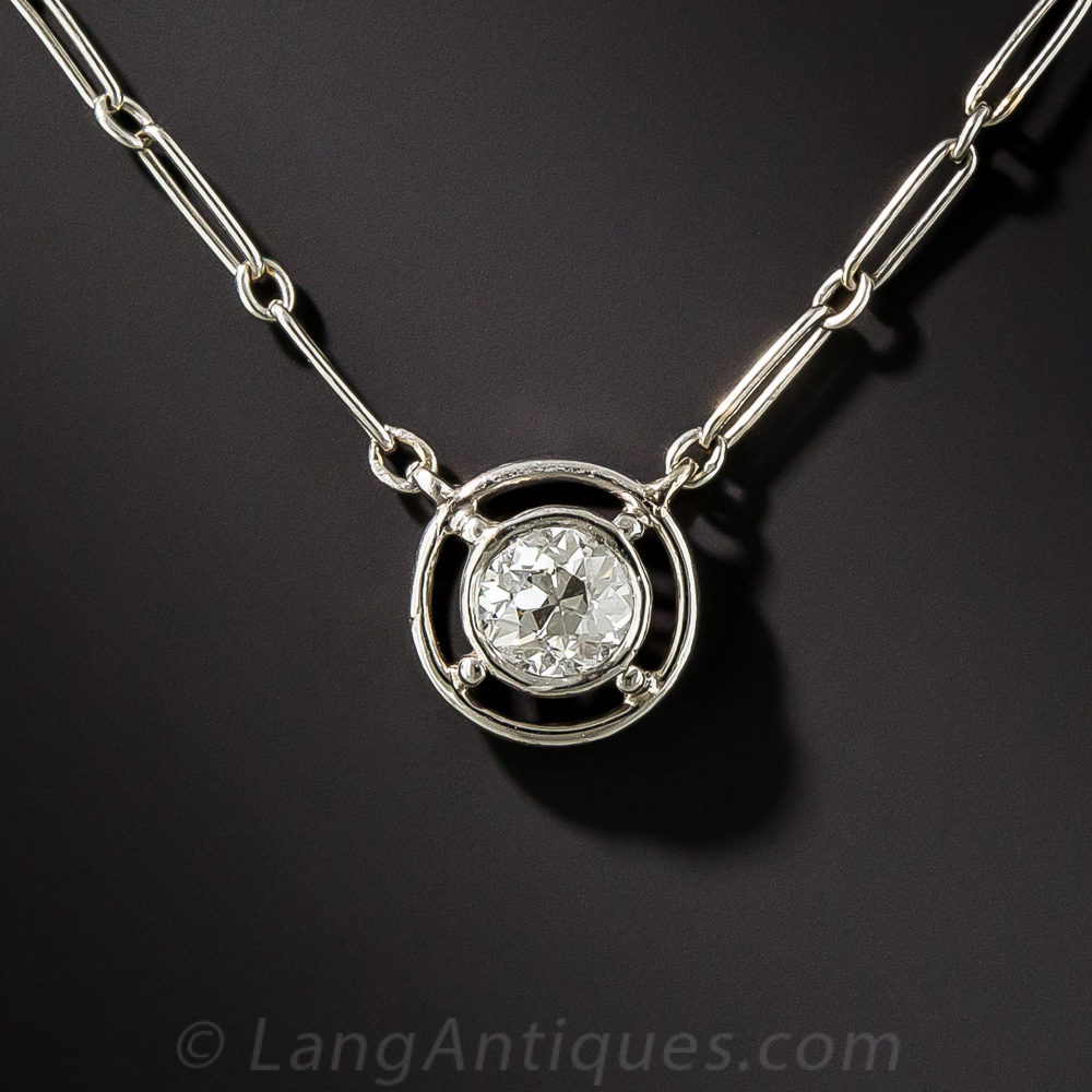 Art Deco Diamond Solitaire Necklace