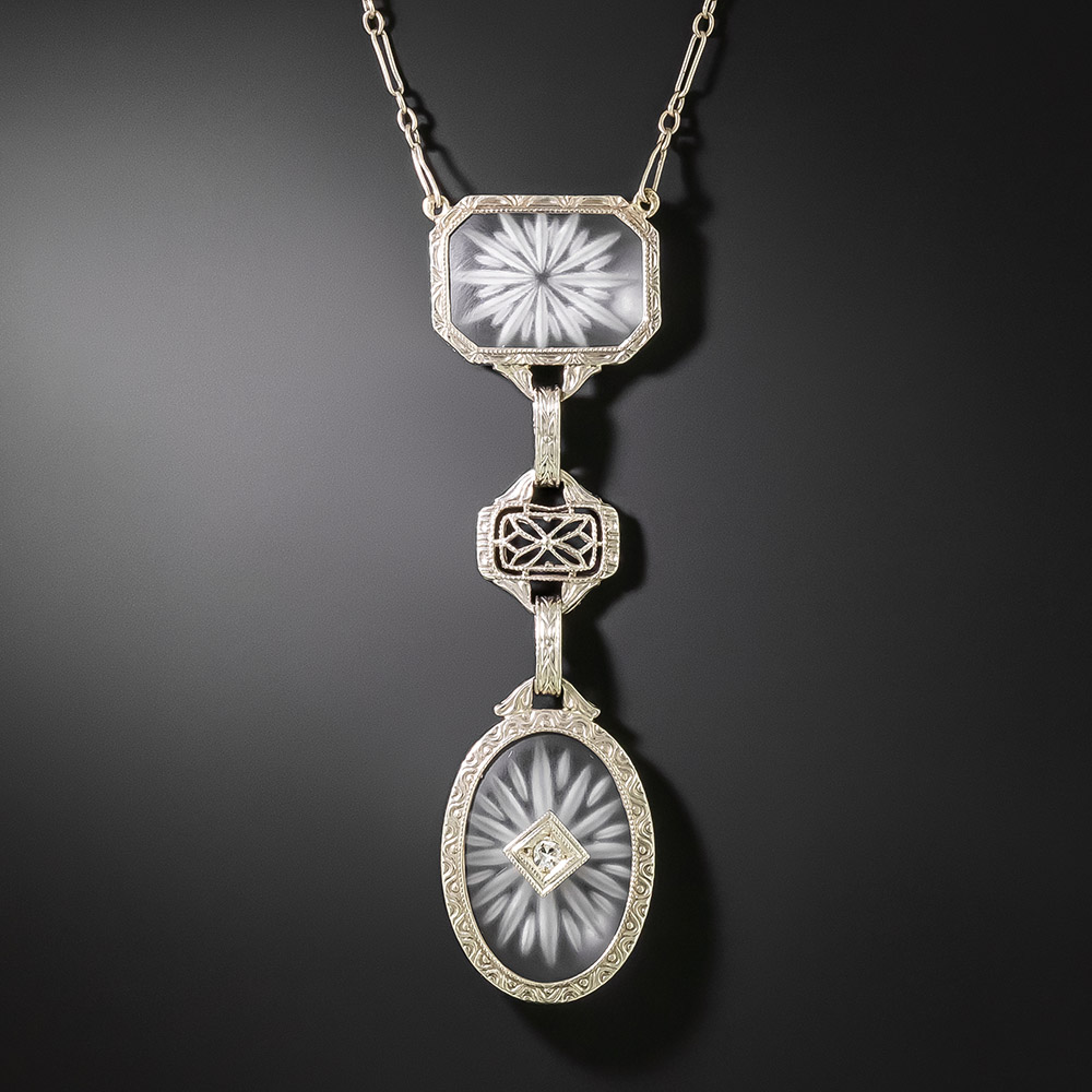 Art Deco Double Rock Crystal Pendant