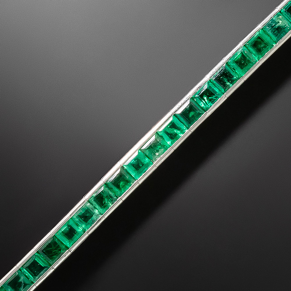 Art Deco Emerald Line Bracelet
