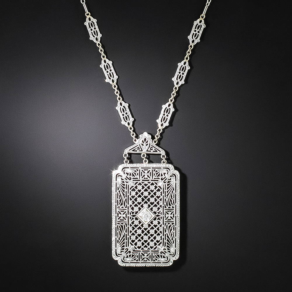Art Deco Filigree Diamond Pendant