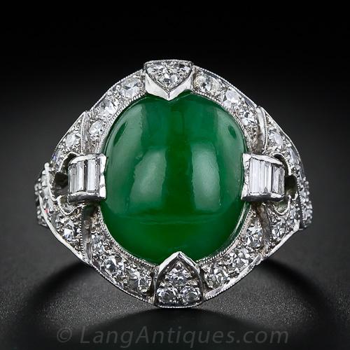 Art Deco Natural Jade Ring