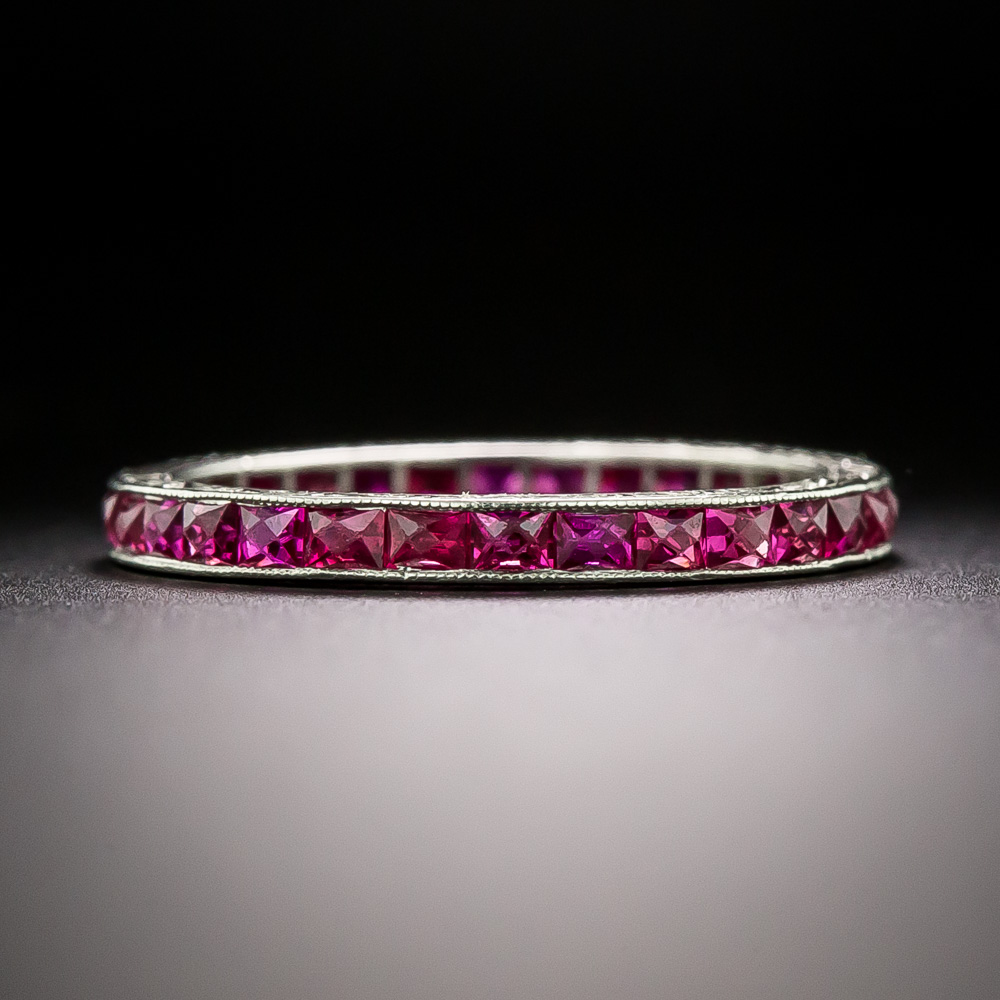 Art Deco Natural Ruby Eternity Band - AGL - Size 5