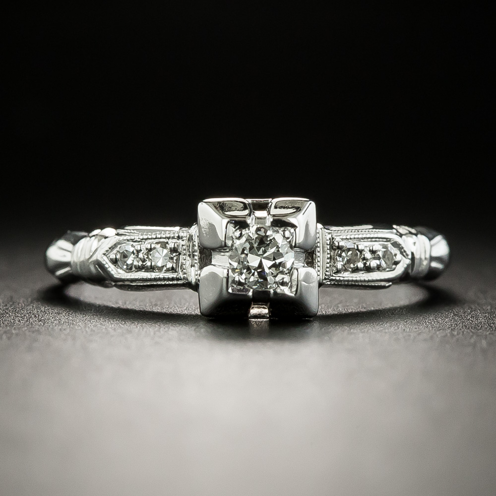 Art Deco Petite .10 Carat Diamond Engagement Ring