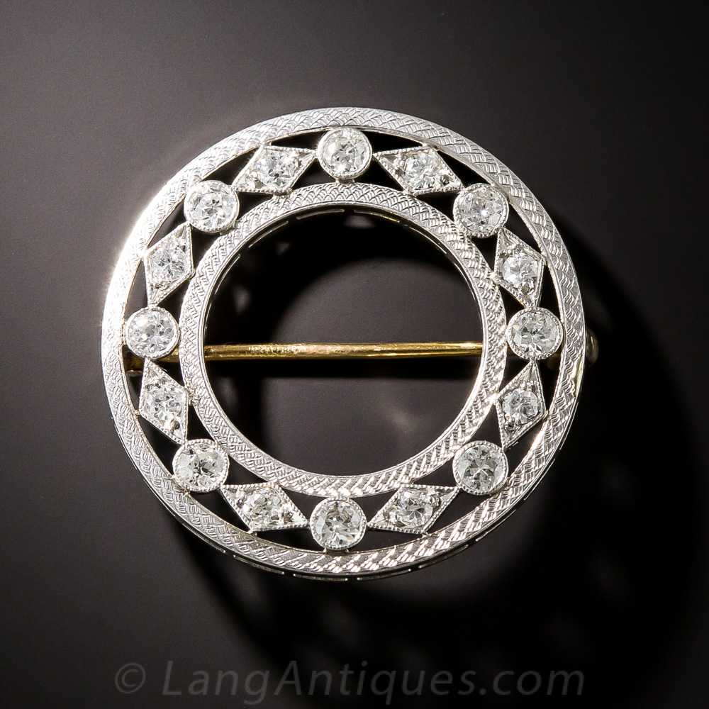 Art Deco Platinum and Diamond Circle Pin