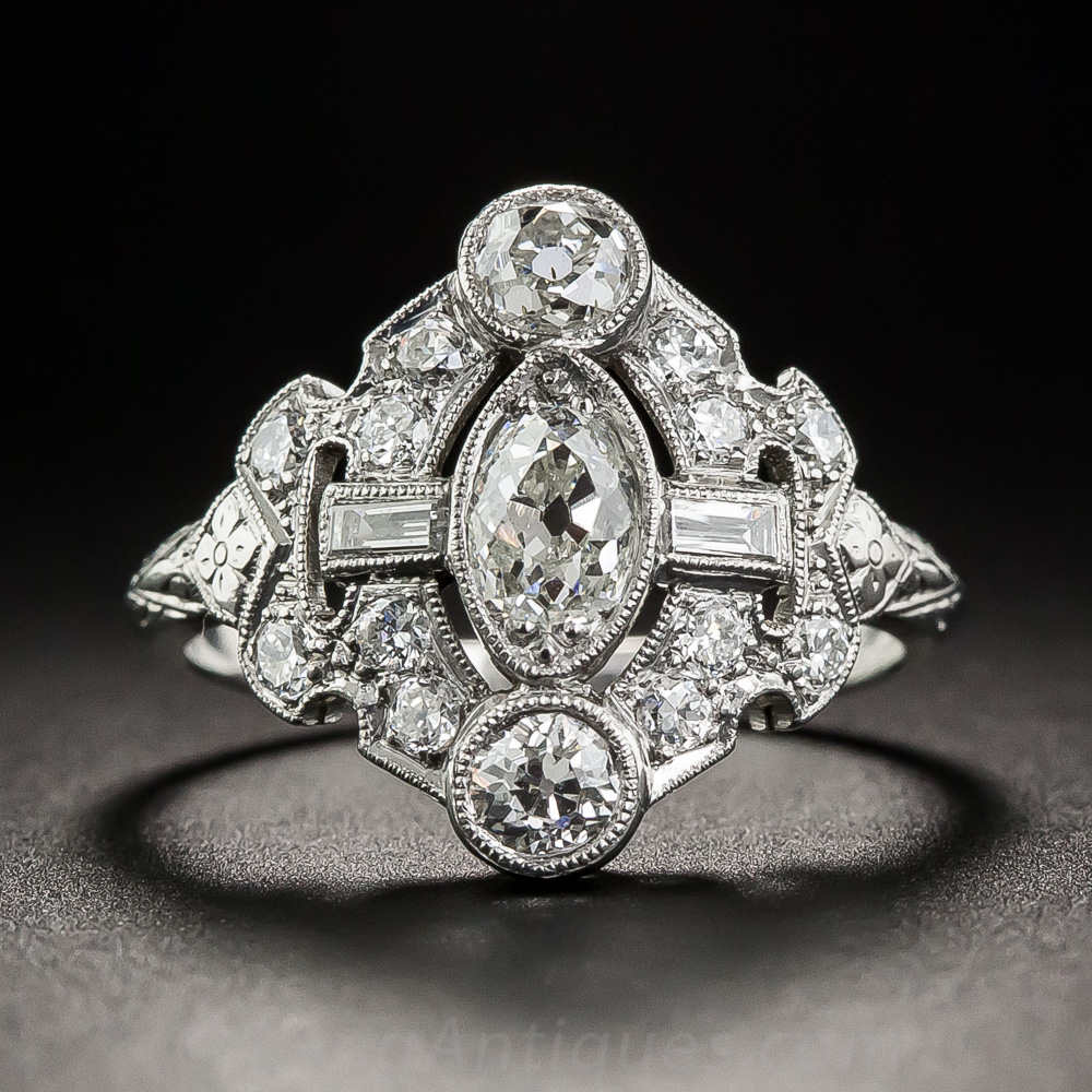 Art Deco Platinum and Diamond Dinner Ring