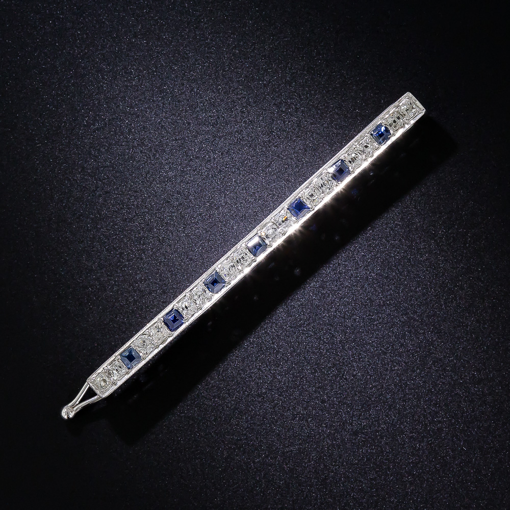 Art Deco Platinum, Diamond and Sapphire Barrette