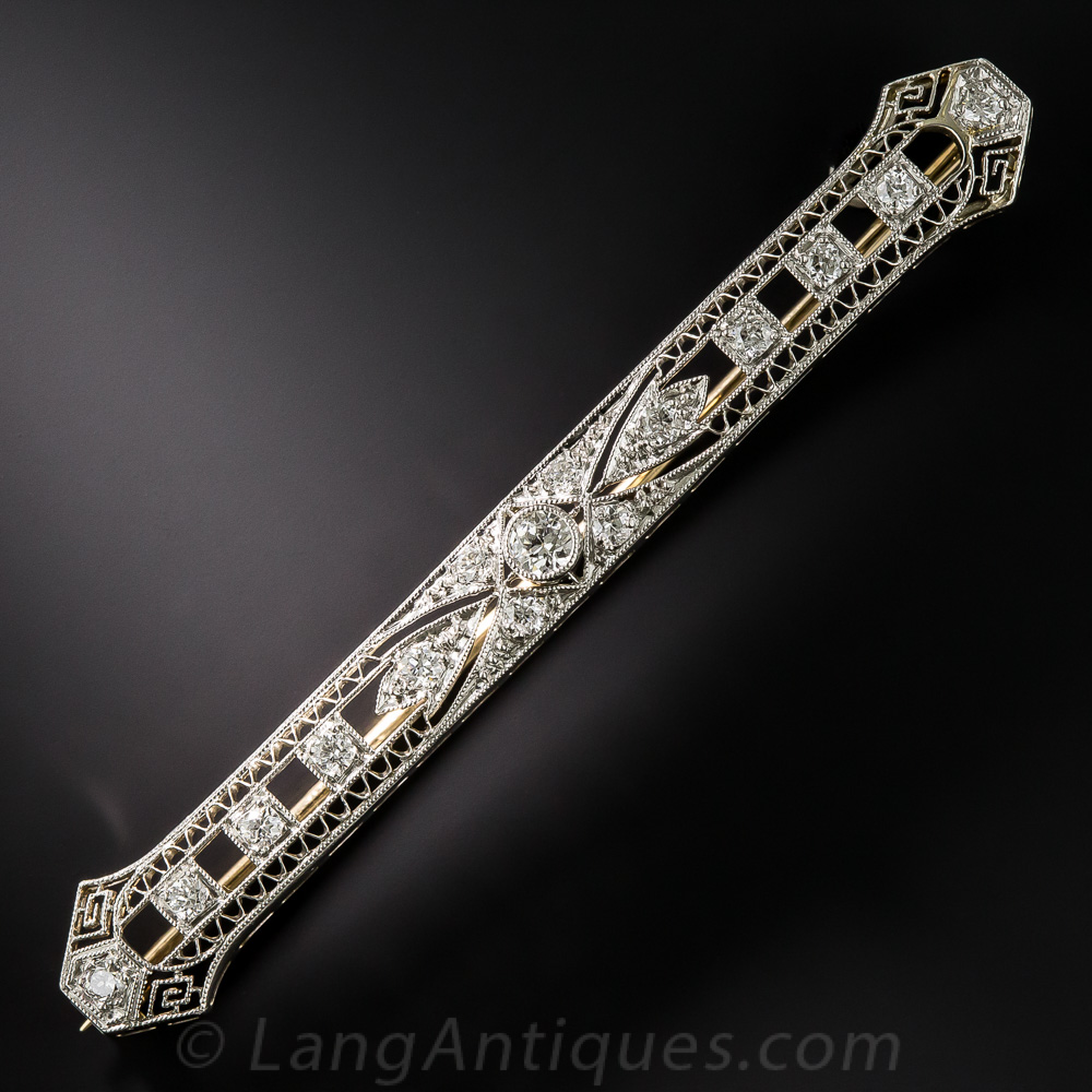 Art Deco Platinum Diamond Bar Pin