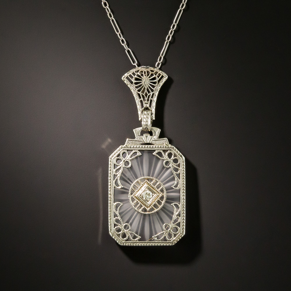 Art Deco Quartz Crystal Diamond Pendant