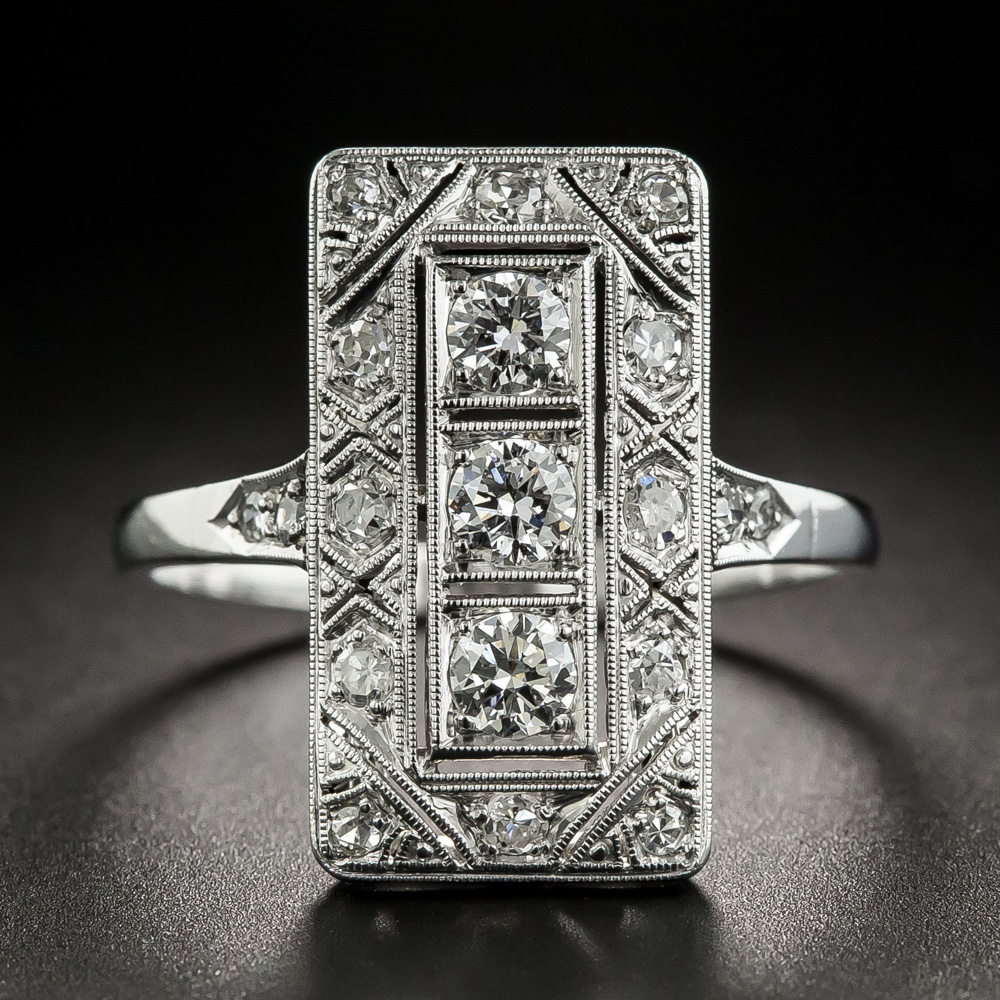 Art Deco Rectangular Diamond Dinner Ring