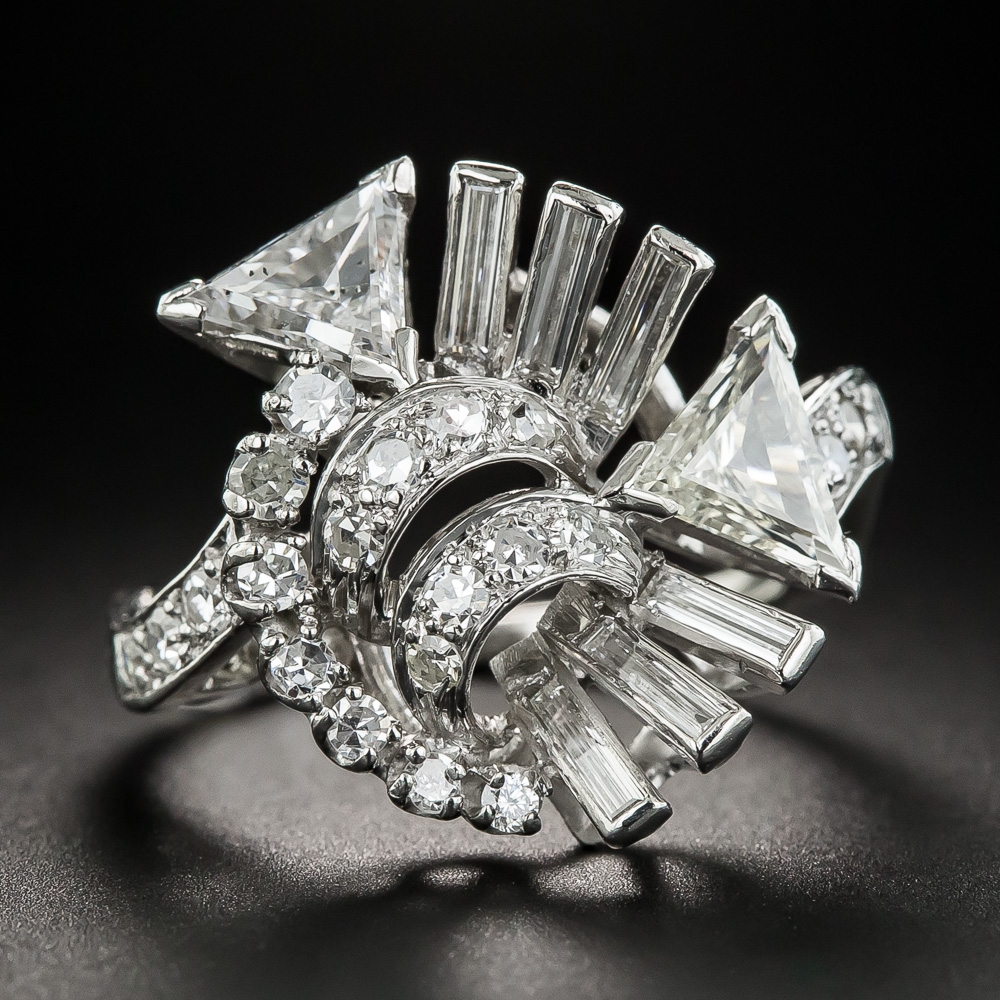 Art Deco/Retro Platinum Diamond Spray Ring
