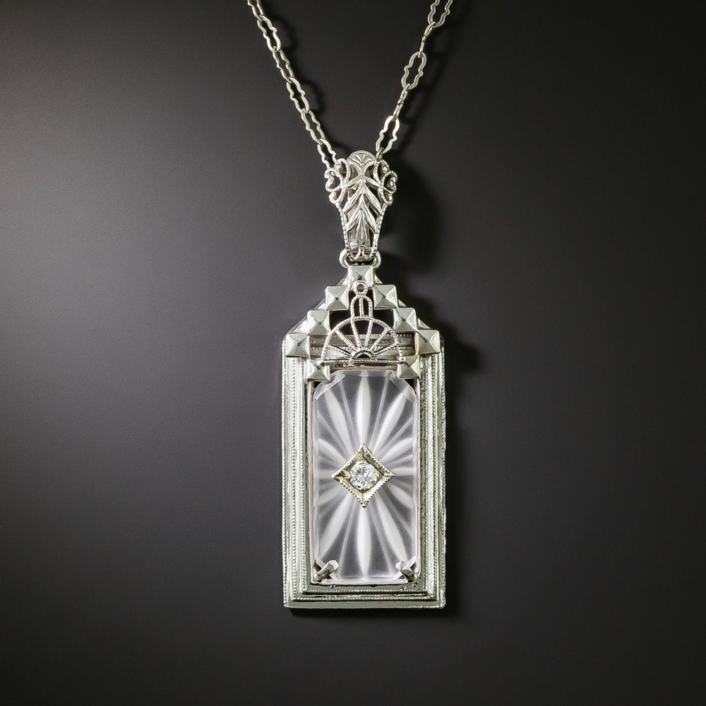 Art Deco Rock Crystal and Diamond Necklace