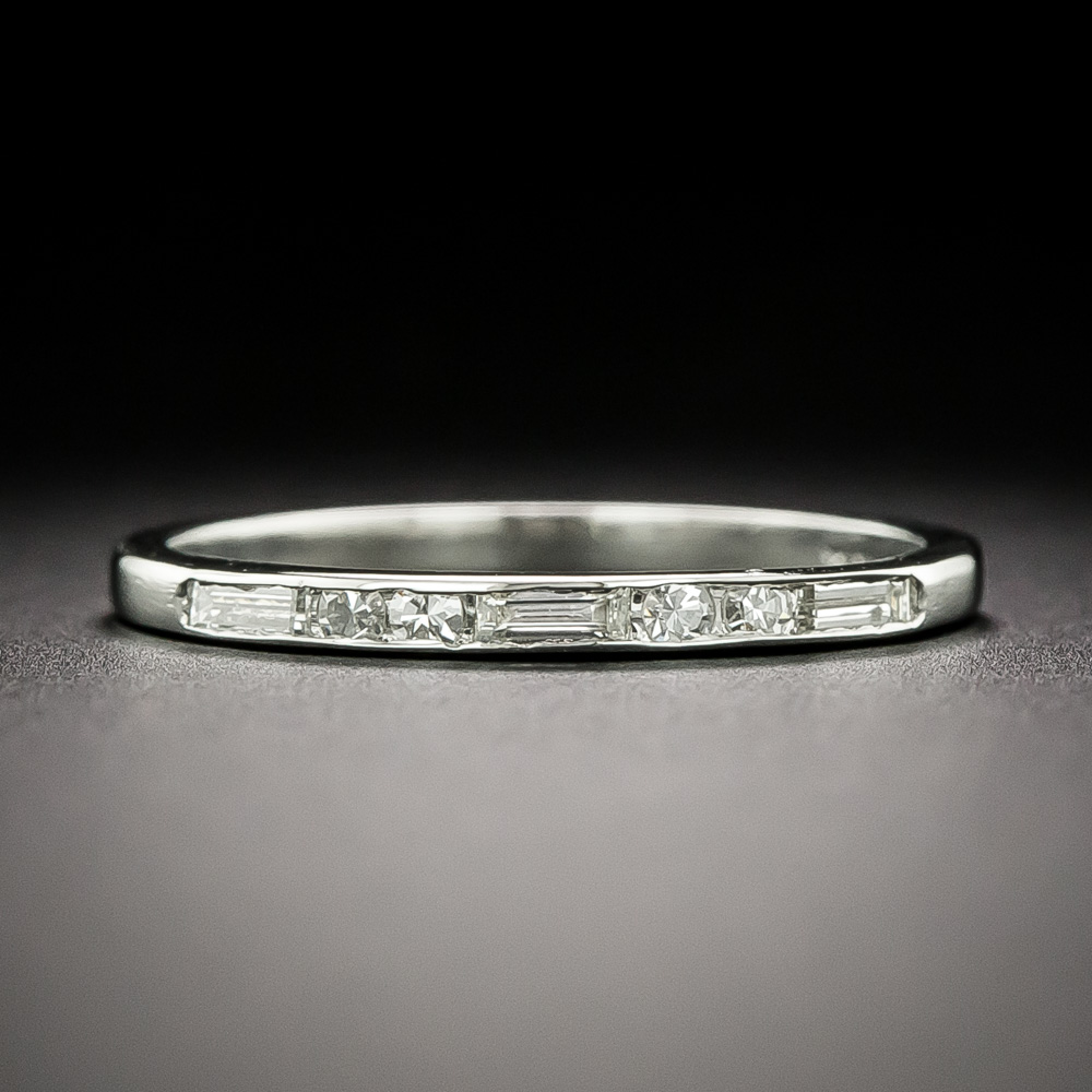 Art Deco Round and Baguette Diamond Band
