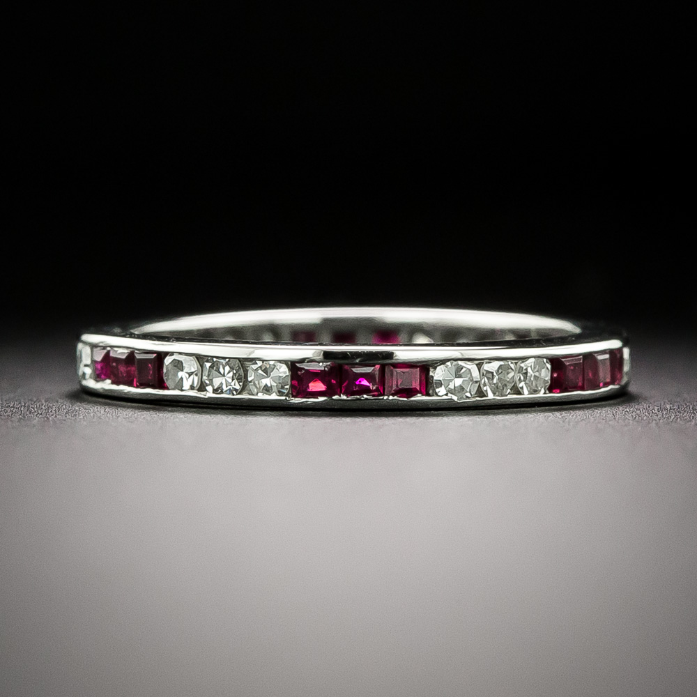 Art Deco Ruby And Diamond Eternity Band - Size 5 3/4