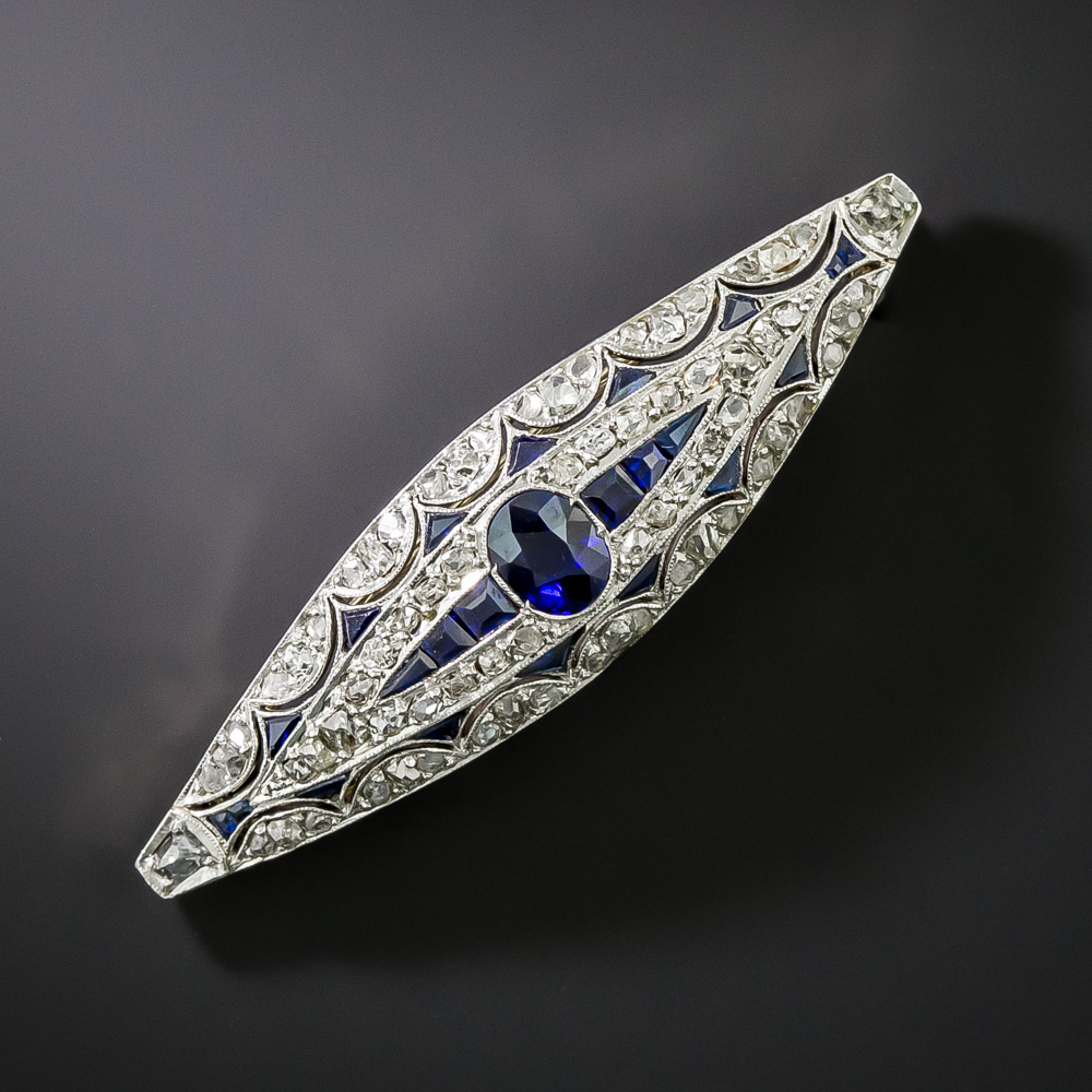 Art Deco Sapphire and Diamond Hair Barrette