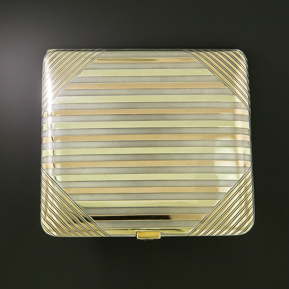 Art Deco Silver And Two-Tone Gold Cigarette Case