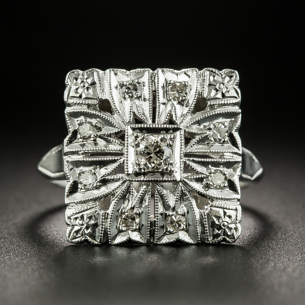 Art Deco Square Diamond Dinner Ring