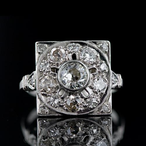 Art Deco Square Top Diamond Ring