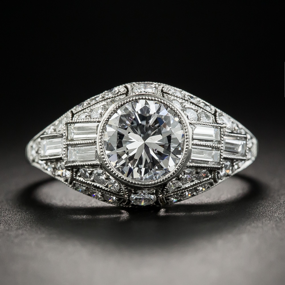 Art Deco-Style 1.29 Carat Diamond Ring - GIA D SI2