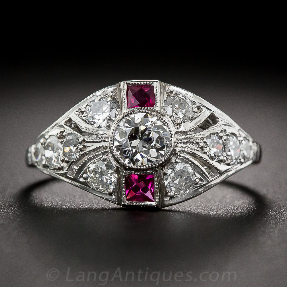 Art Deco Style Diamond and Ruby Ring
