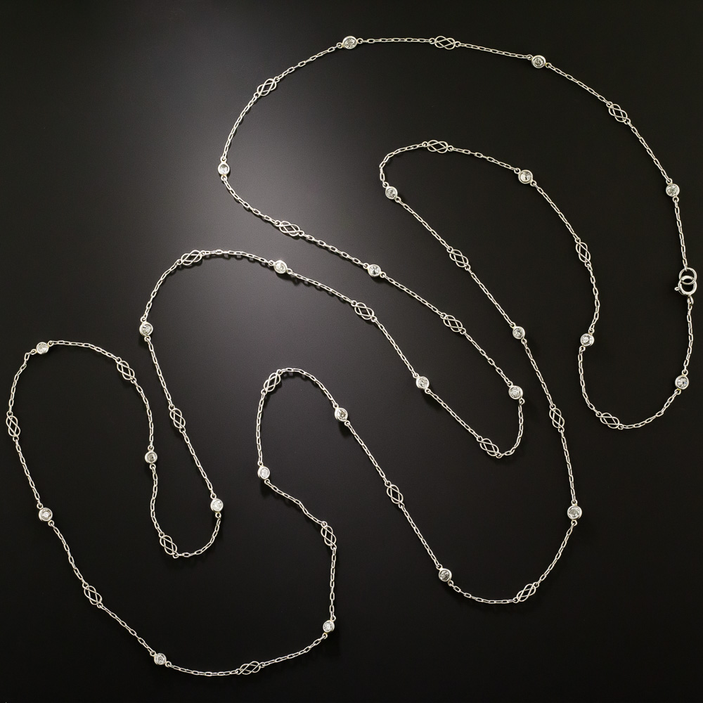 Art Deco Style Diamond Infinity Link Chain, 43 Inches