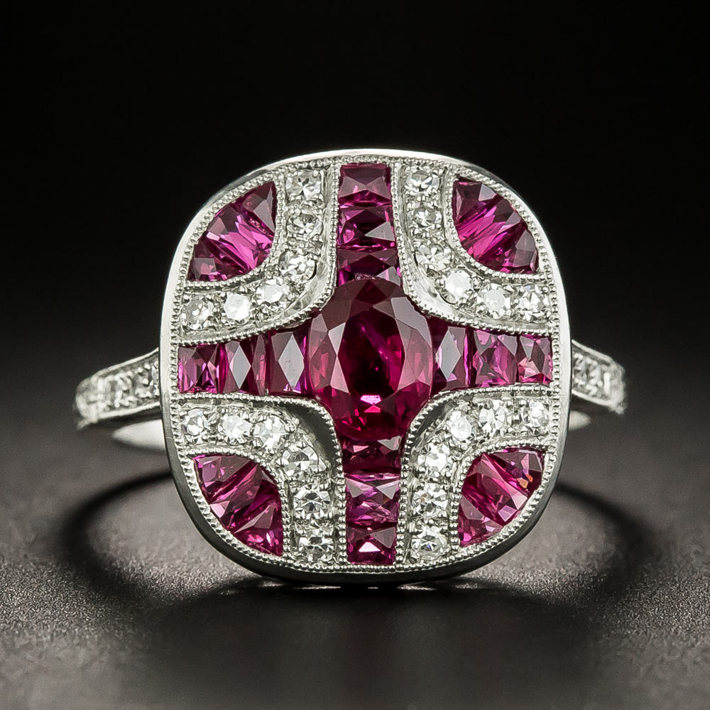 Art Deco Style Ruby and Diamond Ring
