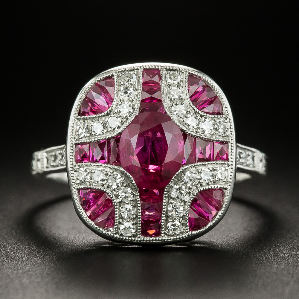 Art Deco Style Ruby and Diamond Ring