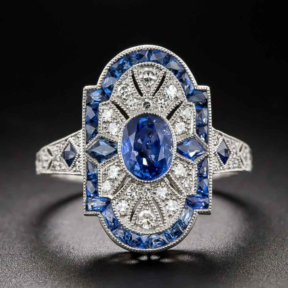 Art Deco-Style Sapphire and Diamond Ring