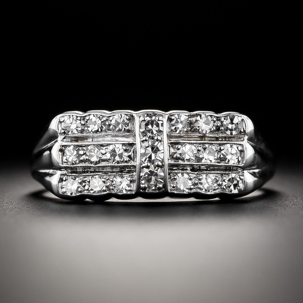 Art Deco Three-Row Diamond Band Ring