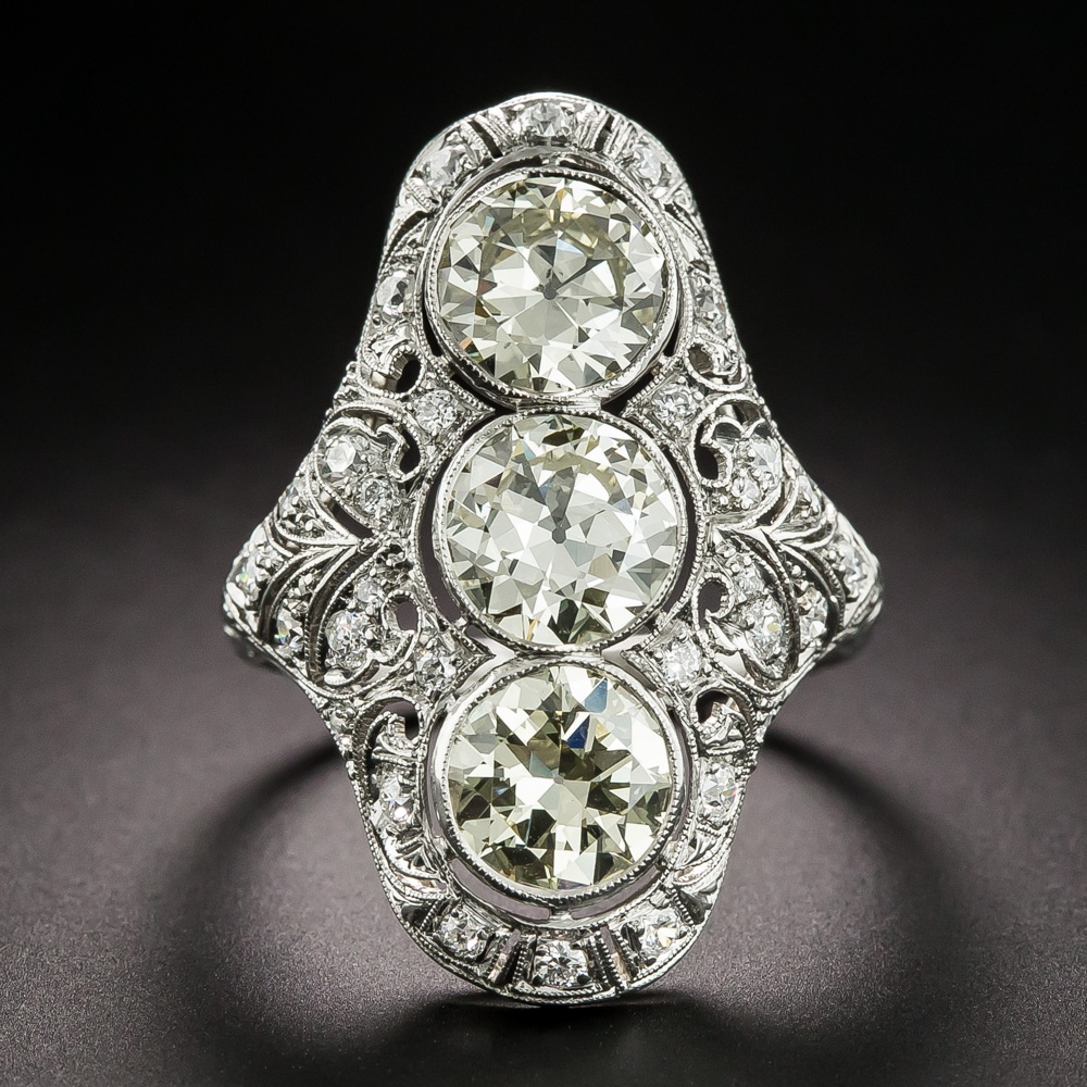 Art Deco Three-Stone Diamond Dinner Ring