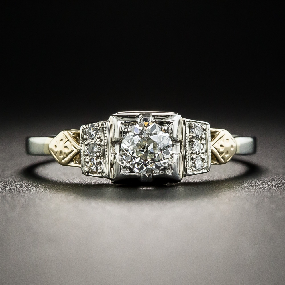 Art Deco Two-Tone .40 Carat Diamond Engagement Ring