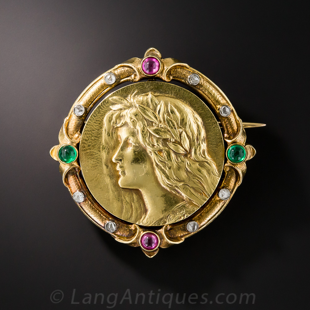 Art Nouveau Portrait Pin