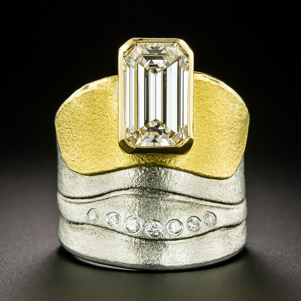 Atelier Zobel 3.47 Carat Emerald Cut Diamond Ring by Peter Schmid - GIA F VS2