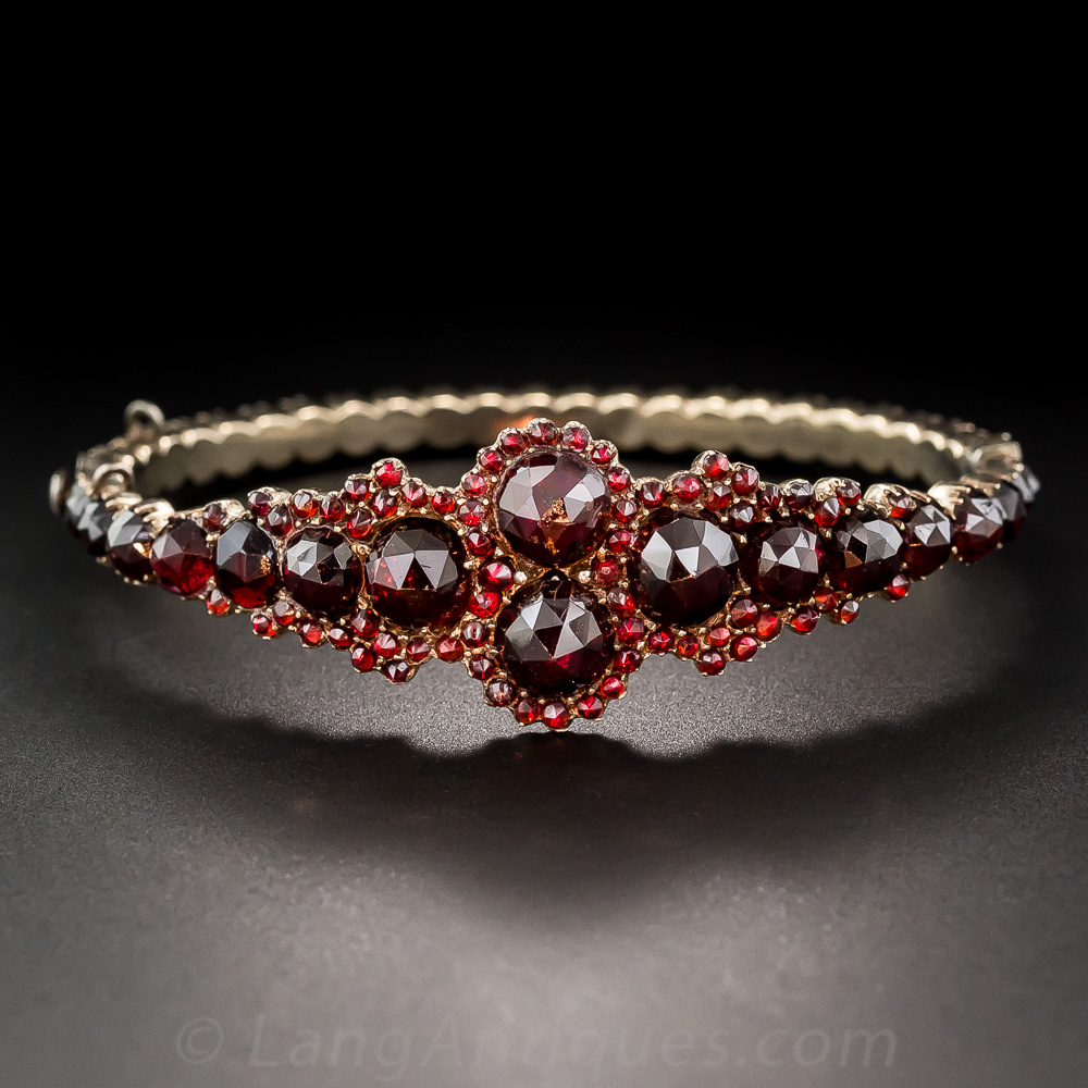 Bohemian Garnet Bangle Bracelet
