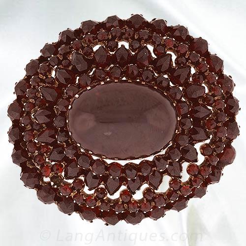 Bohemian Garnet Circular Cluster Pin