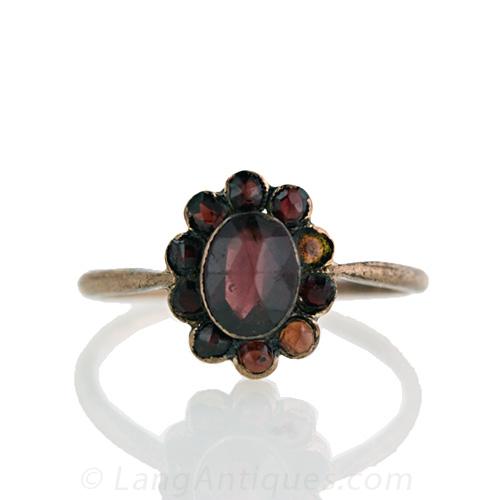 Bohemian Garnet Cluster Ring