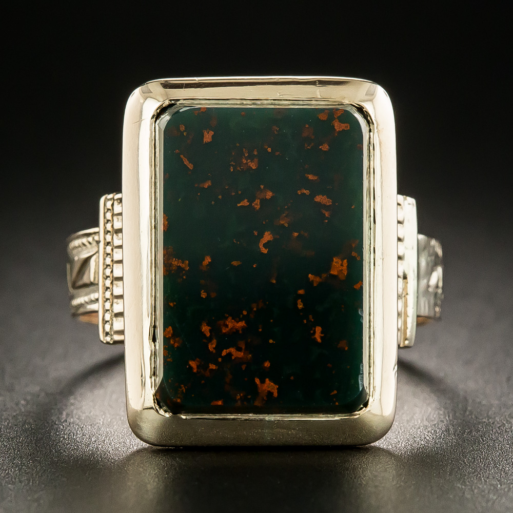 British Late-Victorian Rose Gold Bloodstone Ring