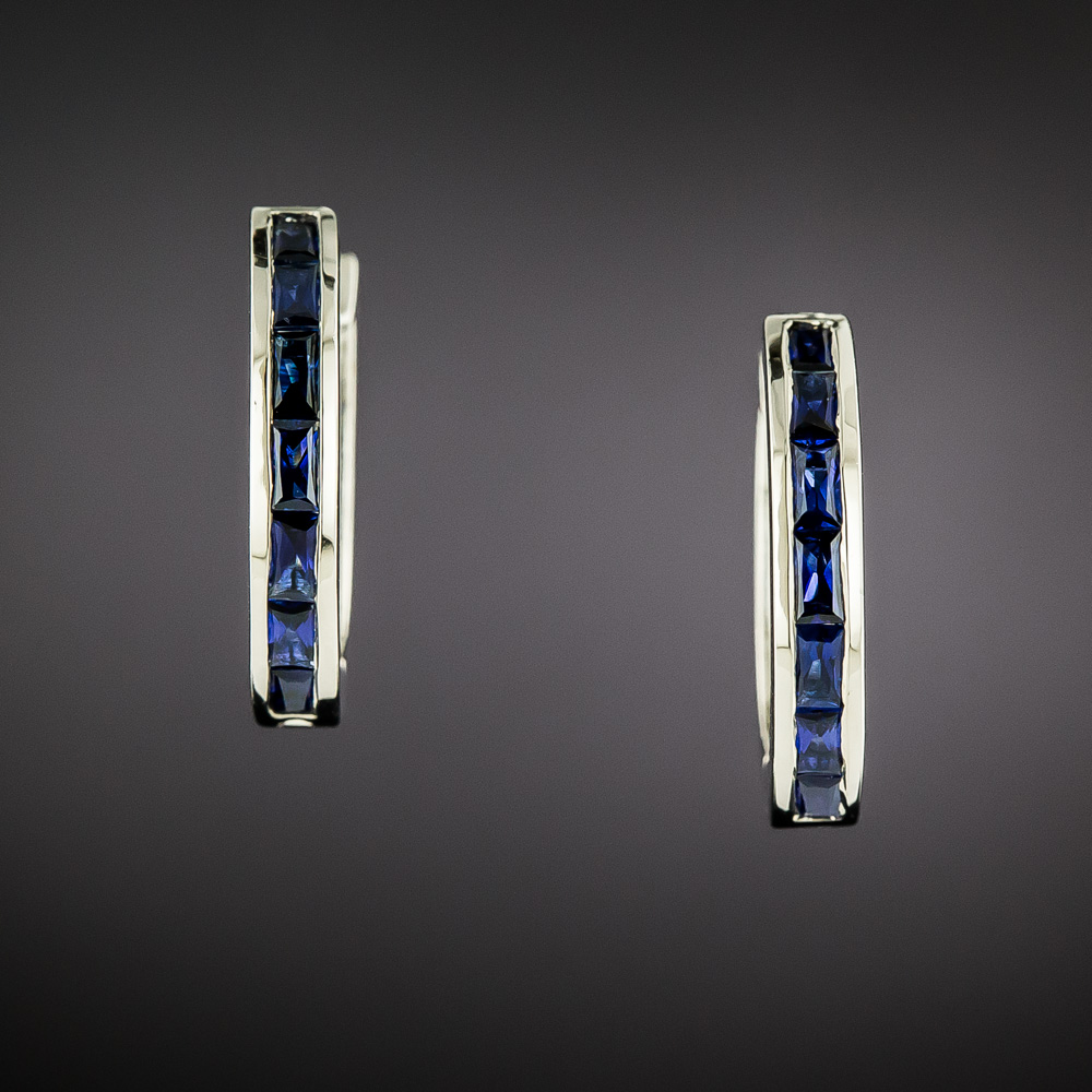 Channel-Set Sapphire Hoop Earrings